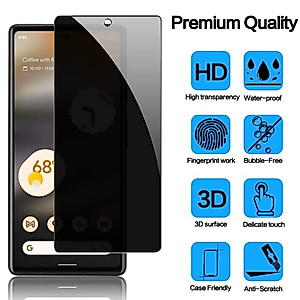 [2 Pack] YWXTW Privacy Screen Protector for Google Pixel 6A 6.1”5G,Tempered Glass Anti-Spy 9H Hardness Film for Google Pixel 6A,HD Anti-Scratch Easy Install Bubble Free Case Friendly