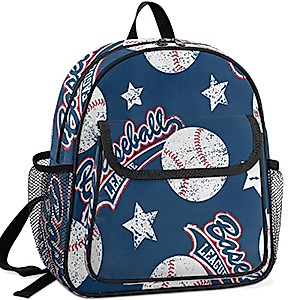 Pardick Baseball Kids Backpack for Boys Girls Toddler Backpack Lightweight Preschool Kindergarten Backpack with Chest Strap Baseball Ball Children Bookbag for School, Travel, Nursery