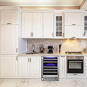 Antarctic Star 24" Wine Cooler Beverage Refrigerator Under Counter Beer Mini Fridge Built-in Freestanding Stainless Steel Dual-Layer Digital Temperature Control Glass Door…