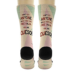ThisWear Inspirational Quote Gift for Women Don't Let Anyone Treat You Like Free Salsa You Are Queso 1-Pair Novelty Crew Socks