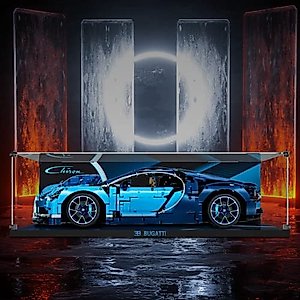 Xunsan Acrylic Display Case for Lego 42083 Series Construction Items-3MM Thick Dustproof Transparent Acrylic Display Box for Lego Technic Bugatti Chiron 42083（Display case only, no Model）