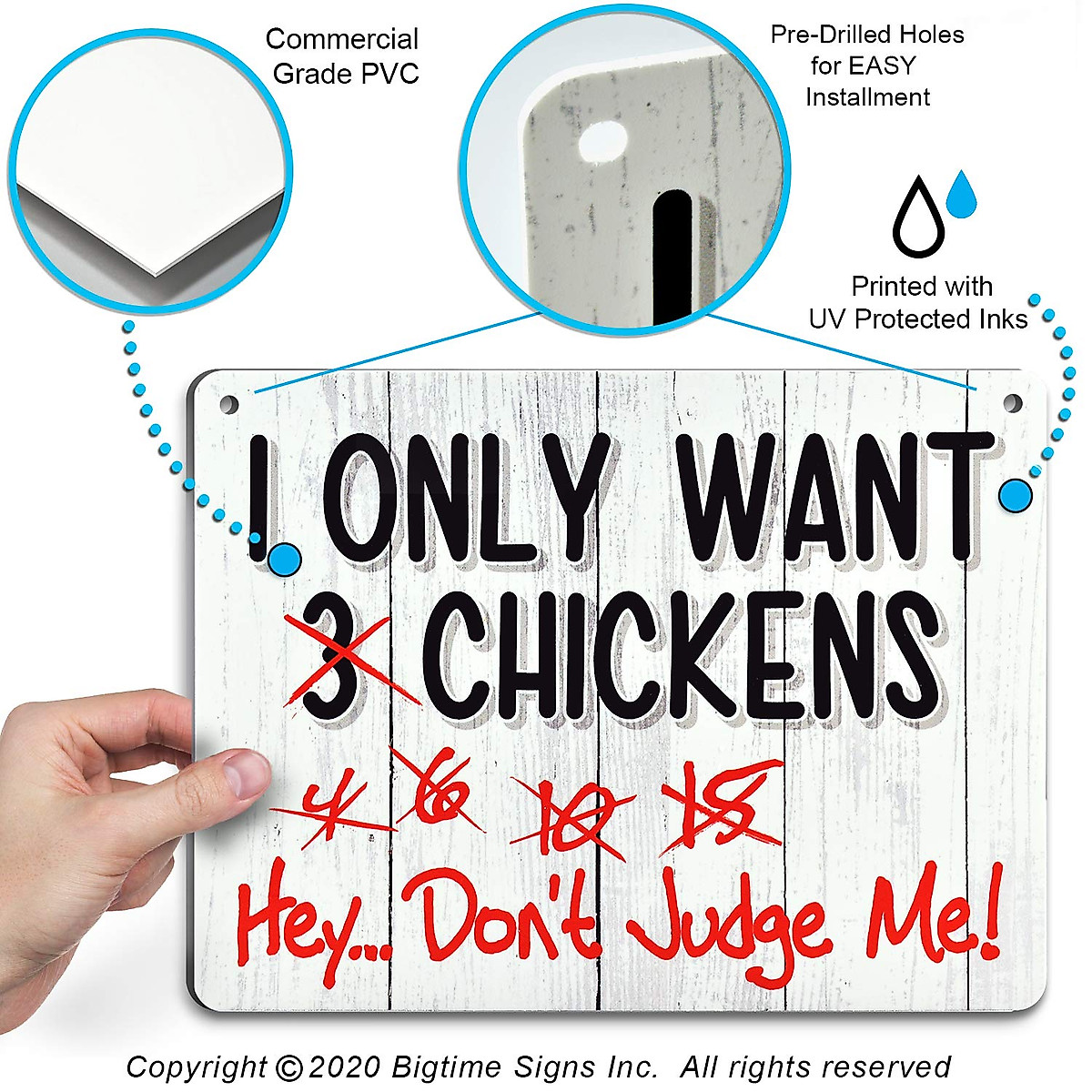 Bigtime Signs I Only Want Chickens 9" x12'' PVC Chicken Decor Sign - Christmas Chicken Yard Decorations Chicken Toys | Chicken Coop Accessories for Chicken Feeder - Chicken Gifts for Chicken Lovers
