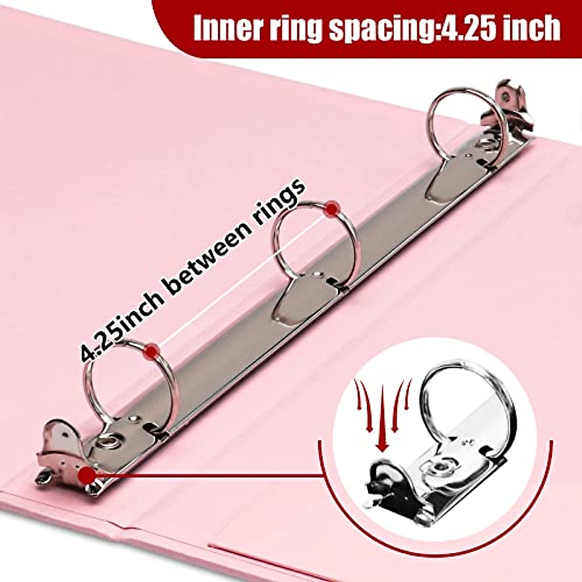 Vienrose 3 Ring Binder 1 inch Round Rings Durable Binder with Cardboard Cover Holds 8.5" x 11" Paper for School Office and Home, Pink