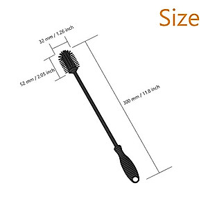KUFUNG Silicone Bottle Brush, Long Handle Flexible Cleaner Brush for Water Bottles, Glasswares, Mugs, Hydro Flask, Vase and Glassware Brush for Narrow Neck Containers (Black)
