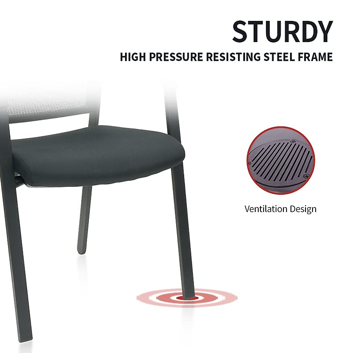 CLATINA Guest Reception Stacking Office Chairs with Arm, Mesh Back Waiting Room Chair with Upholstered Fabric Seat and Ergonomic Lumbar Support for Office Conference School Church, Grey