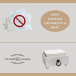 Farmhouse Napkin Holder White - Wooden Napkin Holder With 4 Feet, Rustic Napkin Holder Wood, White Napkin Holder With Handle, Flat Napkin Holder for Table, Table Napkin Holder, Paper Napkin Holder