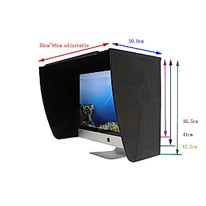 PCHOOD Monitor Hood for iMac 27 Monitor Sunshade Adjustable 24''~36'' for 24'' 27'' 30'' 32'' 36''Universal for Apple iMac 27 DELL HP BENQ Samsung AOC LG ASUS Lenovo