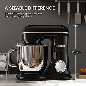 Stand Mixer, KICHOT 10+P Speed 4.8 Qt. Household Stand Mixers, Tilt-Head Dough Mxier with Dough Hook, Beater, Wire Whisk & Splash Guard Attachments for Baking, Cake, Cookie, Kneading, SM-1533
