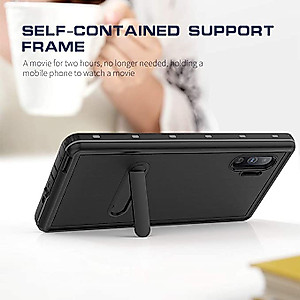 Waterproof Case for Samsung Galaxy Note 10 Plus, Military Grade Drop Tested,Snowproof Shockproof DirtProof Full Sealed Underwater Protective Cover Case with Kickstand (Black) (Black)
