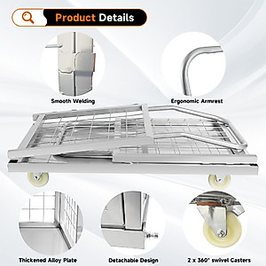 Platform Truck Cart with Cage,5IN1 Multi-Functional Cage Cart,Heavy Duty Flatbed Cart Load 2500LBS,40"×24" Push Cart for Laundry,Grocery, Storage