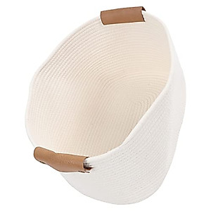 Cotton Rope Storage Basket, Woven Lightweight Rope Basket Large Capacity Flexible with Handle for Laundry (Type C)