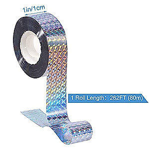 Blissvent Reflective Bird Tape Bird Scare Tape Ribbion, Deterrent Tape for Birds and Pigeons, Flash Double Sided Reflective Tape Outdoor 262 Feet 6 Rolls