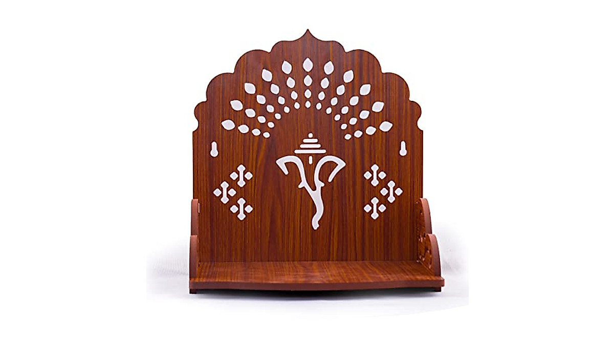 Elegant Wooden Temple Shelf for Home & Office