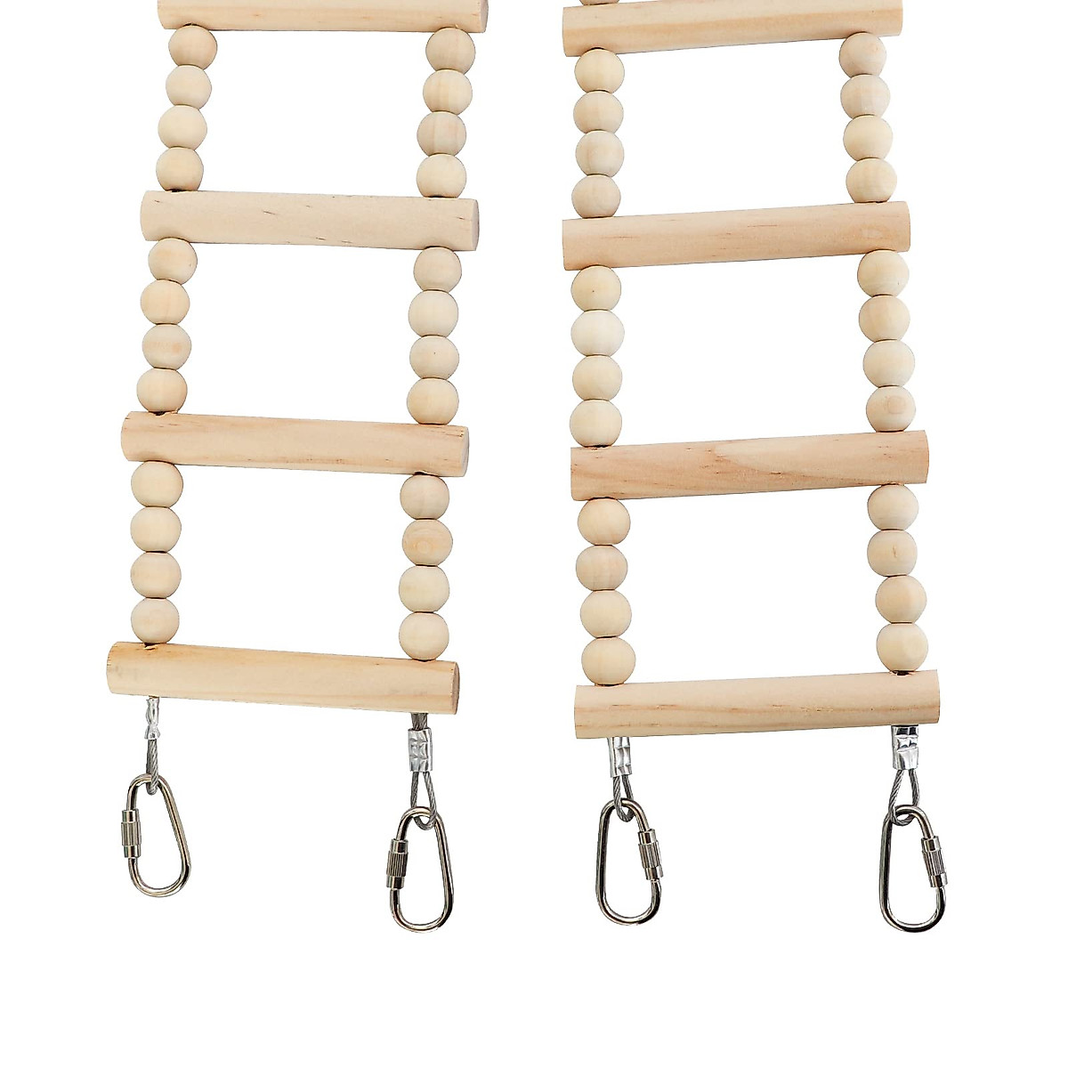 Bird Wooden Ladder Bridge, Pet Hamster Rats Climbing Ladder Toys, Ladders Swing Toys, Wood Climbing Ladders for Bird Parrot Hamster Squirrel Totoro Sugar Gliders (24 Ladders)(52.95x3.14 Inches)