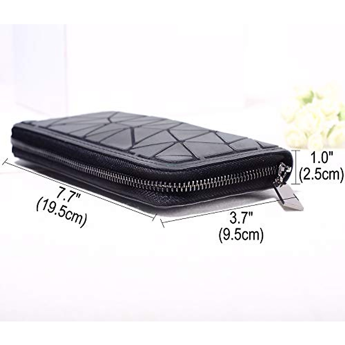 FZChenrry Geometric Long Wallet and Purse Fashion Luminous Lattice Zip Purse Clutch for Women NO.2