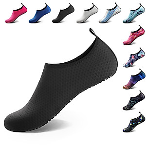 Water Socks for Women Men Adult Aqua Swim Shoes Beach River Pool Barefoot Yoga Exercise Wear Sport Accessories Quick-Dry Must Haves Size 7-8Women/6-7Men(Black-NW002)