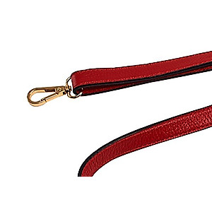 VanEnjoy Full Grain Leather Adjustable Replacement Strap Cross Body Bag Purse, 26-51 inch Gold Hardware - 1.8 CM Width (Black-Silver Metal With Tasse) (Red)