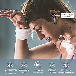 HEYKING Wireless Earbuds, Bluetooth 5.0 in Ear Headphones Wireless Charging Case TWS Earphones with Mic, Deep Bass/IPX4 Waterproof/42H Playtime/Touch Control,Black