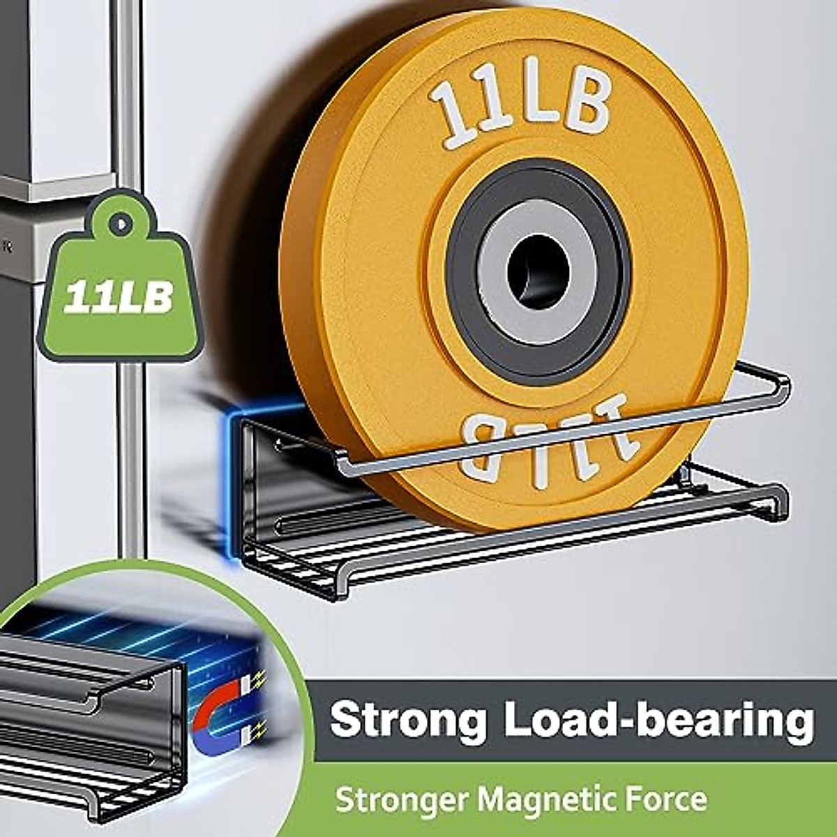 Bunoxea Magnetic Spice Rack for Refrigerator,Strong Magnetic Shelf with 2 Removable Hooks,Magnetic Refrigerator Organizer, Spice and Seasoning Organizer Gadgets,2 Pack