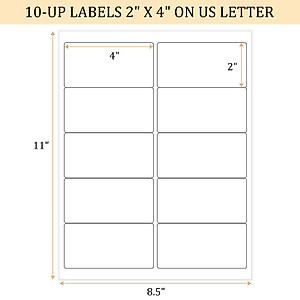 FungLam 2x4 Shipping Address Labels for Laser & Inkjet Printers, 300 Printable White Sticker Labels, 10 per Page Mailing Labels, Permanent Adhesive (30 Sheets, 300 Labels)