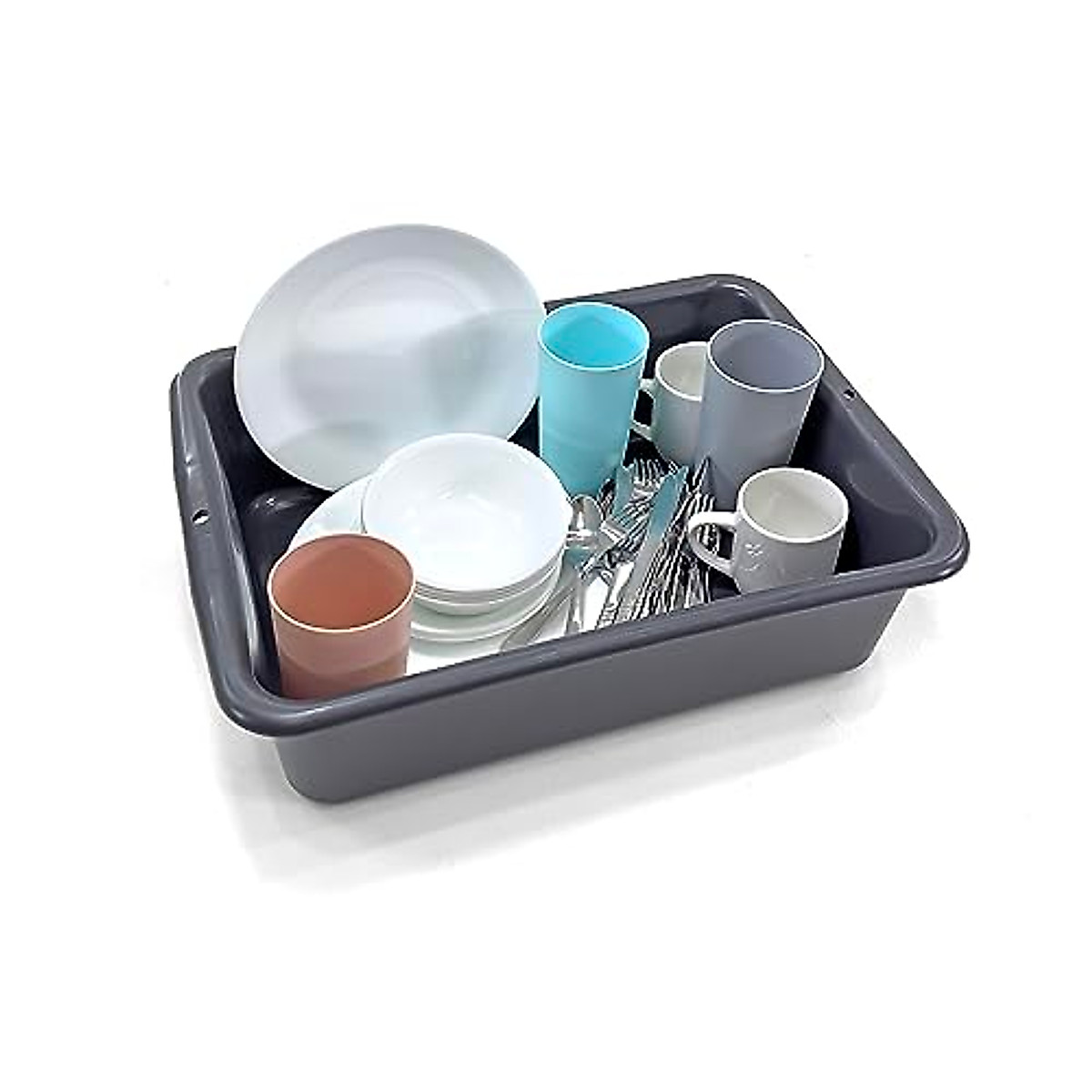 Bus Tub Large Commercial | Bus Box 20" x 15" x 6" | Dark Gray Polypropylene Plastic. (4 Pack)