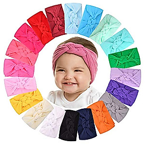 jollybows 20pcs Baby Girls Nylon Headbands Hairband Elastic Turban Hair Accessories for Kids Toddlers Infants