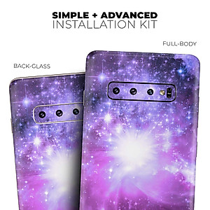 DesignSkinz Purple Space Neon Explosion Protective Vinyl Decal Wrap Skin Cover Compatible with The Samsung Galaxy S20 (Screen Trim & Back Glass Skin)