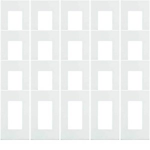 Leviton 80301-SW 1-Gang Decora Plus Wallplate Screwless Snap-On Mount, White, 20-Pack