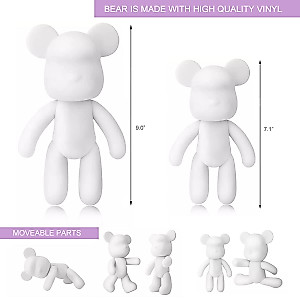 InSassy 9" Easy DIY Create Customize Art and Craft Kits Non-Toxic Fluid Pour Over Acrylic Paint Bear Kit for Boys and Girls (Silver-Ocean Blue-Deep Purple)