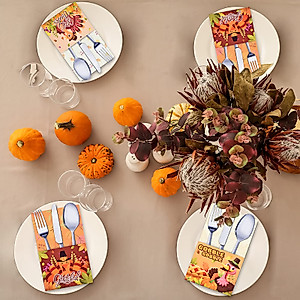 Tom Turkey Thanksgiving Cutlery Holder Set, Utensil Holder for Thanksgiving Turkey Party Table Decorations and Autumn Fall Harvest Party Table Decoration, 24 pack, Mix 3 designs