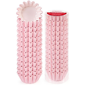 Caperci Grease-Resistant Pink Mini Cupcake Liners 200 Counts - Heavy Duty Paper Muffin Baking Cups, Odorless, No Muffin Pan Needed, Easily Peels (Pink)