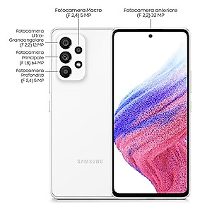 Samsung Galaxy A53 5G (128GB, 6GB) 6.5", IP67 Water Resistant, Dual SIM GSM 4G Volte Unlocked (Not Verizon Boost At&t Cricket) International Model A536E/DS (25W Charging Cube Bundle, Awesome Whitee)