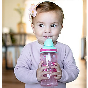 Nuby 2pkThirsty Kids No-Spill Flip-it Printed Boost Cup with Thin Soft Straw - 12oz, 18+ Months, 2pack Print May Vary