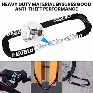 Favoto Bike Chain Lock, 5 Digit Combination Anti-Theft Bicycle Lock, Security Resettable Heavy Duty Hardened Steel, Ideal for Outdoor Motorcycle E-Bike Bikes Gate Fence Ladder Lawn Mower, 3.8 feet