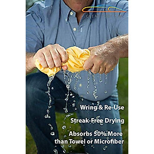 CleanTools The Absorber New Premium Synthetic 1-Side Texture Drying Chamois Cloth for Car: Super Absorbent, Scratch-Free and Washable | 27-Inch x 17-Inch, 2-Pack (PN: 10067-10063)