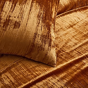 The Harry Creations 3 Pcs Set Solid Pattern Velvet Bedding Ultra Donna Crushed Luxury Boho Duvet Cover (Crush- Gold, Super King 98" x 104")