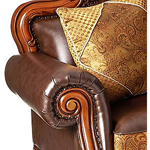 ACME Dresden Loveseat with 2 Pillows, Chenille PU Finish