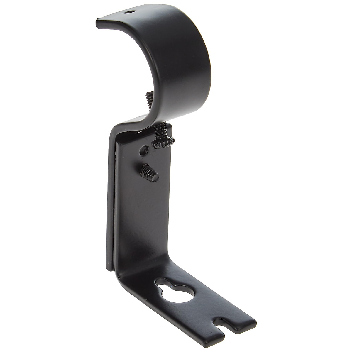 Amazon Basics Adjustable Curtain Rod Wall Bracket Hooks, Set of 2, Black