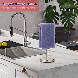Sfemn Hand Towel Holder Stand for Bathroom Vanity Countertop SUS304 Stainless Steel T-Shape Free Standing Towel Rack Stand Towel Bar for Bathroom Kitchen (Brushed Nickel)