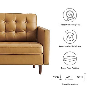 Modway Exalt Tufted Vegan Leather Loveseat, Tan