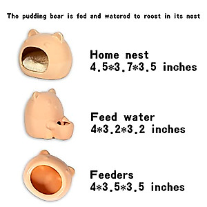 Cartoon Sculpted Ceramic Hamster House Food Feeding Bowl Water Bowl to Prevent Spilled Food and Chewing Tray Gerbils Chinchilla Ferret Hedgehog Small Animals (Orange)