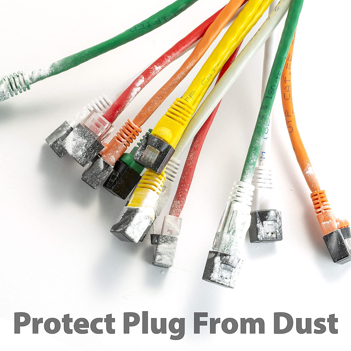 NTW Click on/Lockable RJ45 Plug Protector CAT5e/Cat6/Cat6a/Cat7/Cat8 Ethernet Head Dust Covers (25 Pack)-Black