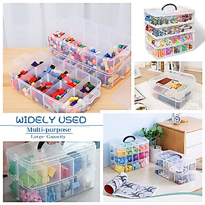 4-Tier Stackable Storage Container Box with 40 Adjustable Compartments, YOCOMEY Plastic Organizer Box Transparent Storage Case for Kids Toys, Art Crafts, Jewelry, Supplies, Fuse Beads, Washi Tapes