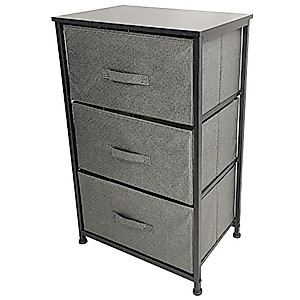 KKTONER Nightstand Dresser Storage Tower Organizer with 3 Drawer Vertical Dresser Foldable Pull Fabric Bins for Bedroom Entryway (Gray)