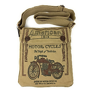 American Glory Canvas Unisex Vintage Look American Cycle Crossbody Handbag