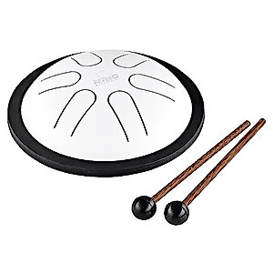 Nino Percussion Mini Melody Steel Tongue Drum with Mallets — for All Ages — Easily Create Songs, for Classroom Music, 2-Year Warranty (NINO980WH)