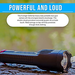 Avenger Defense Women Stun Gun for Self Defense - Portable Protection Flashlight with Case - Black (ADS-30)