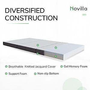Novilla Tri Fold Mattress Full, 4 Inch Memory Foam Foding Mattress,Portable Mattress with Breathable Mesh Sides for Yoga, Camping, RV,Foldable Mattress,CertiPUR-US Certified,Full Size
