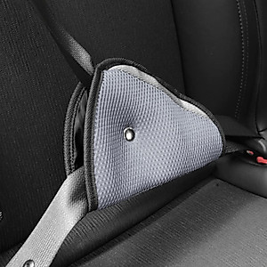 Seat Belt Adjuster, Car Safety Cover Strap Adjuster Pad Harness, Comfortable Protection for Adult Children Keep Belt Away From Neck and Face, Made of Air Mesh Fabric (Premium Luxuries Grey)