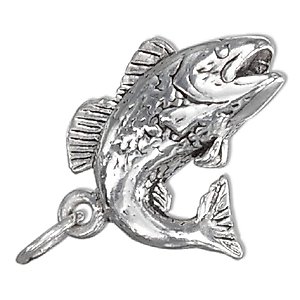 Sterling Silver 3D Large Mouth Bass Fish Charm